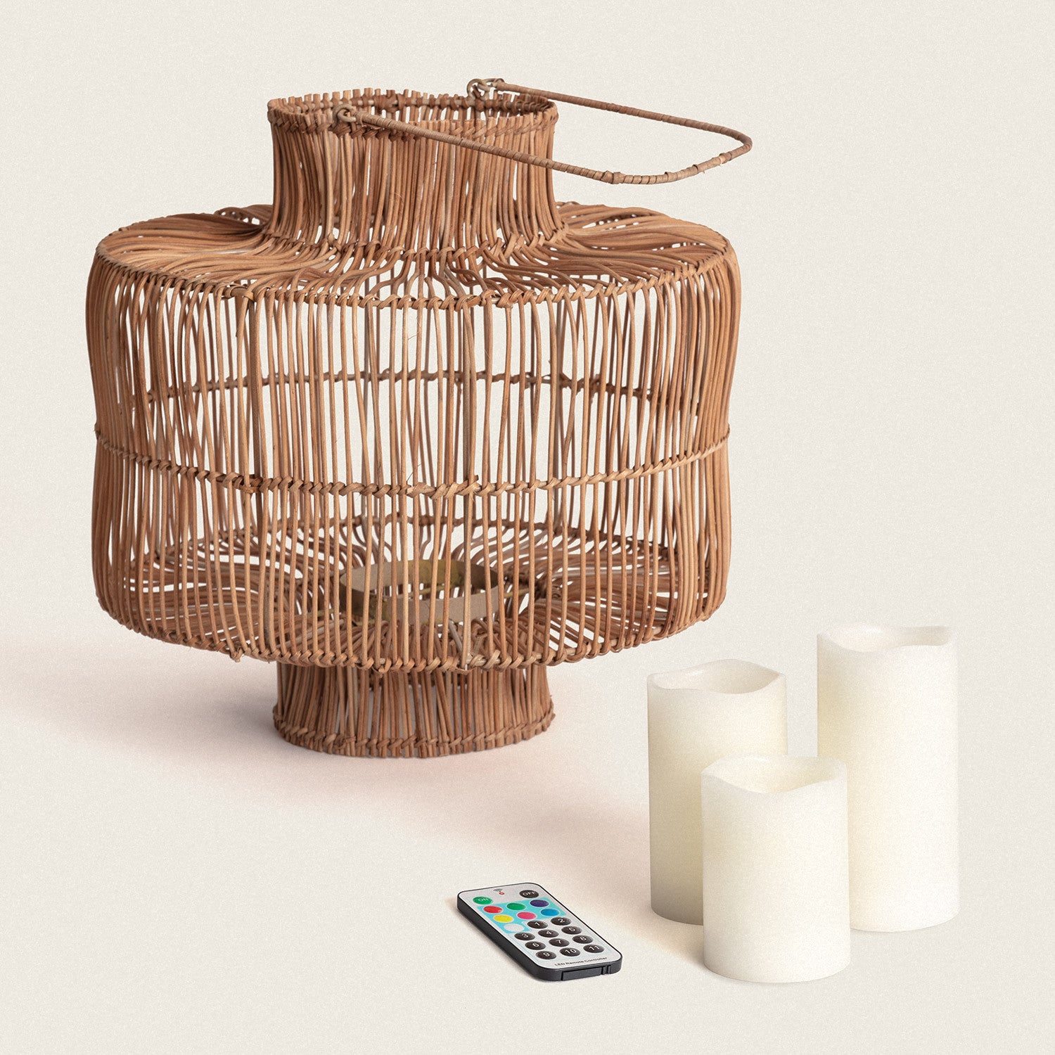 Lámpara de Mesa Ratán Masái, Color Natural con Control Remoto, Ratán ...