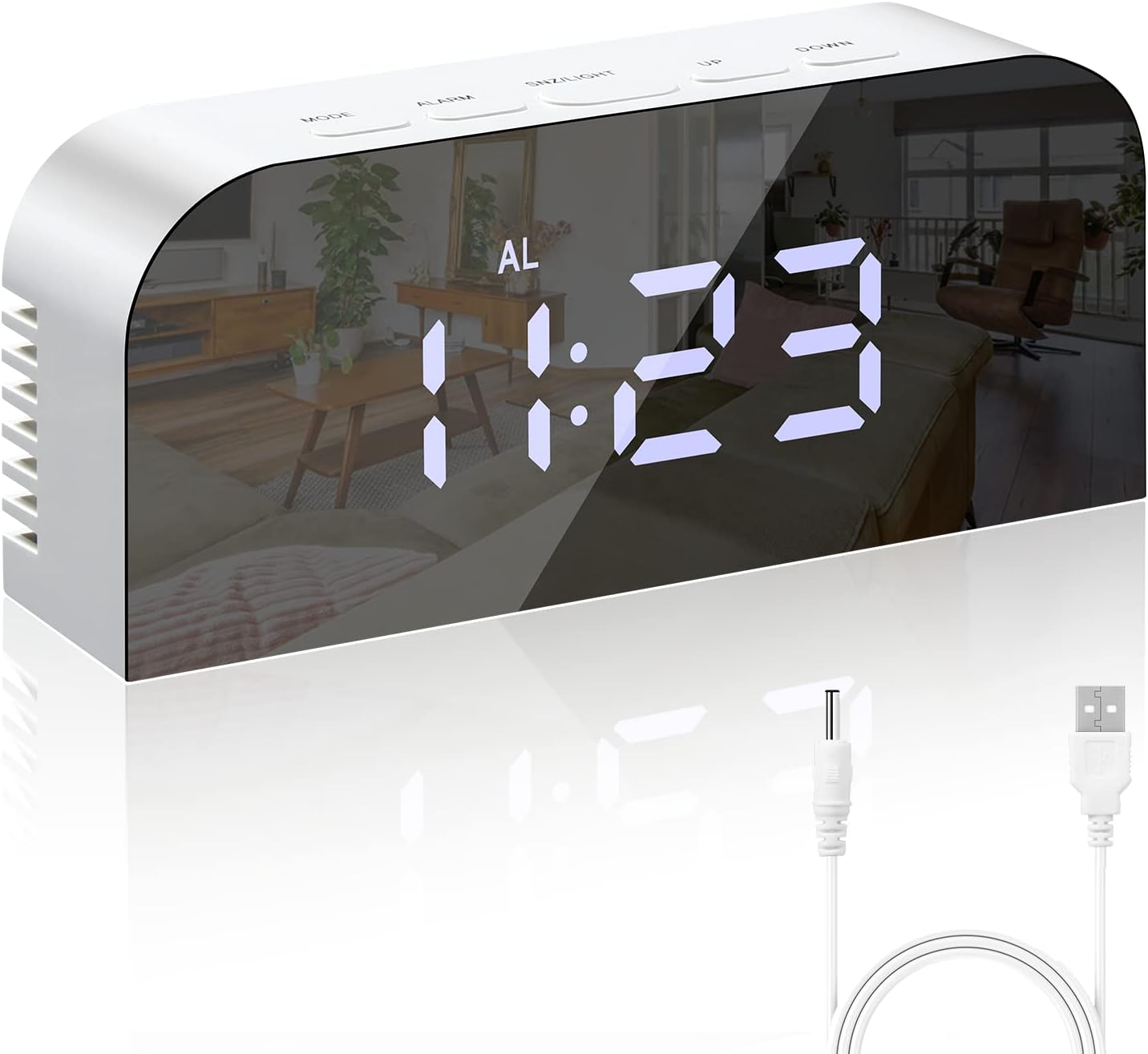 Reloj despertador digital con espejo LED, reloj despertador digital de ...