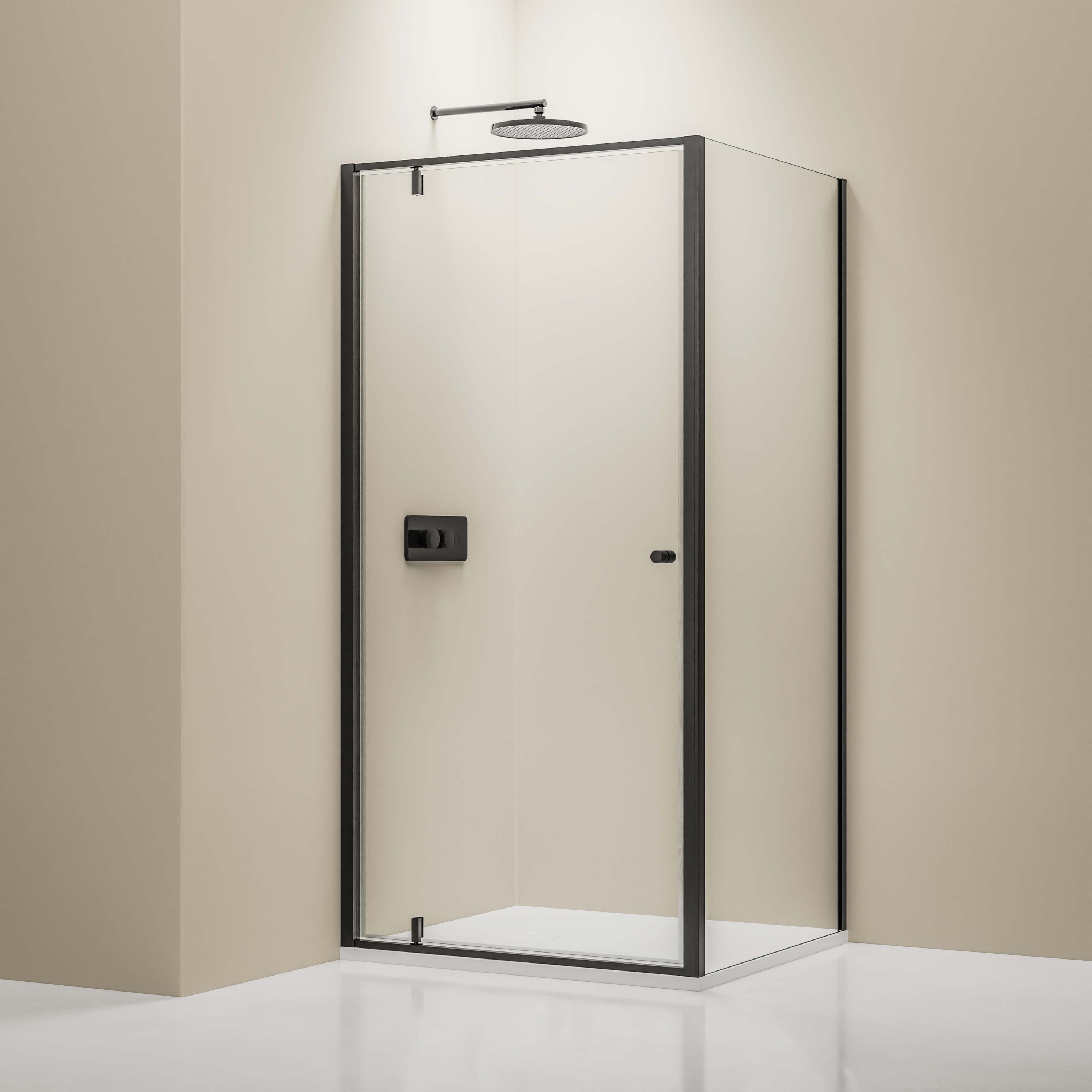 BERNSTEIN - Paroi de douche 90x80cm, profil noir mat, verre ESG 6mm ...