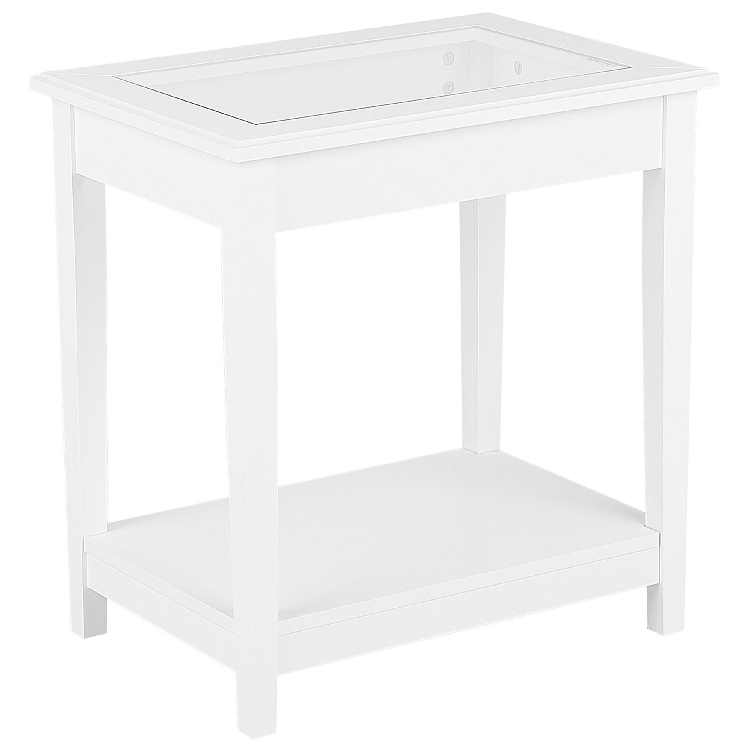 Table d'appoint blanche avec plateau en verre ATTU | Leroy Merlin