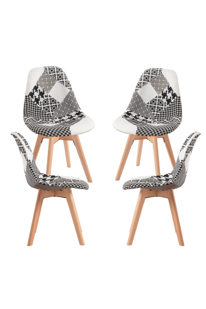 Pack 4 Sillas Synk Patchwork - Patchwork blanco y negro | Leroy Merlin