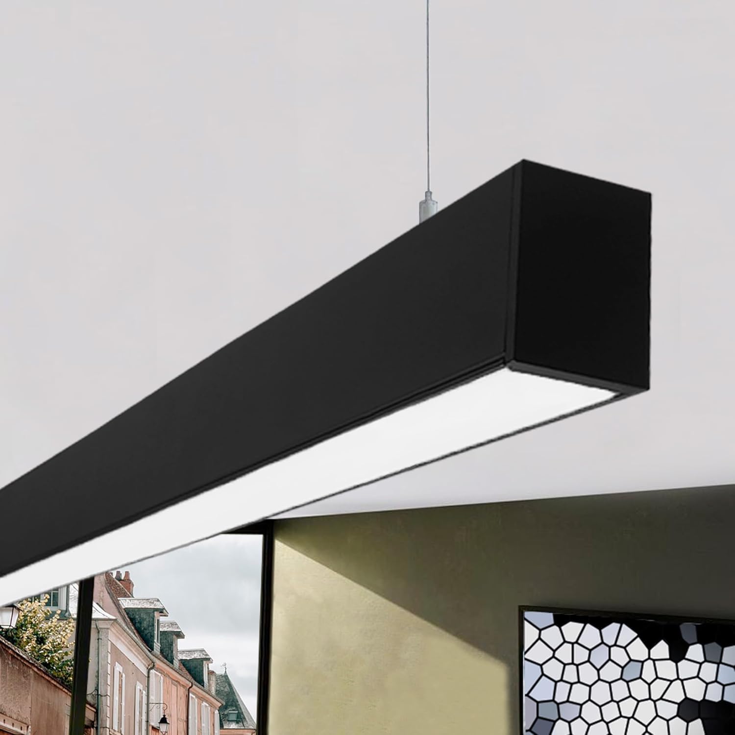 Lámpara Techo Lineal Negra 50W (350W), Colgante o en Superficie, Altura ...