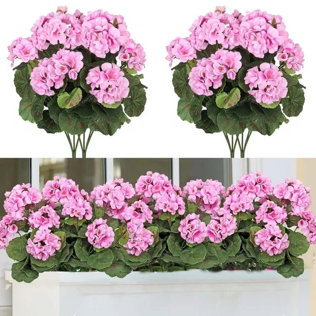 4 Pack de flores artificiales de geranio de seda resistentes a los ...
