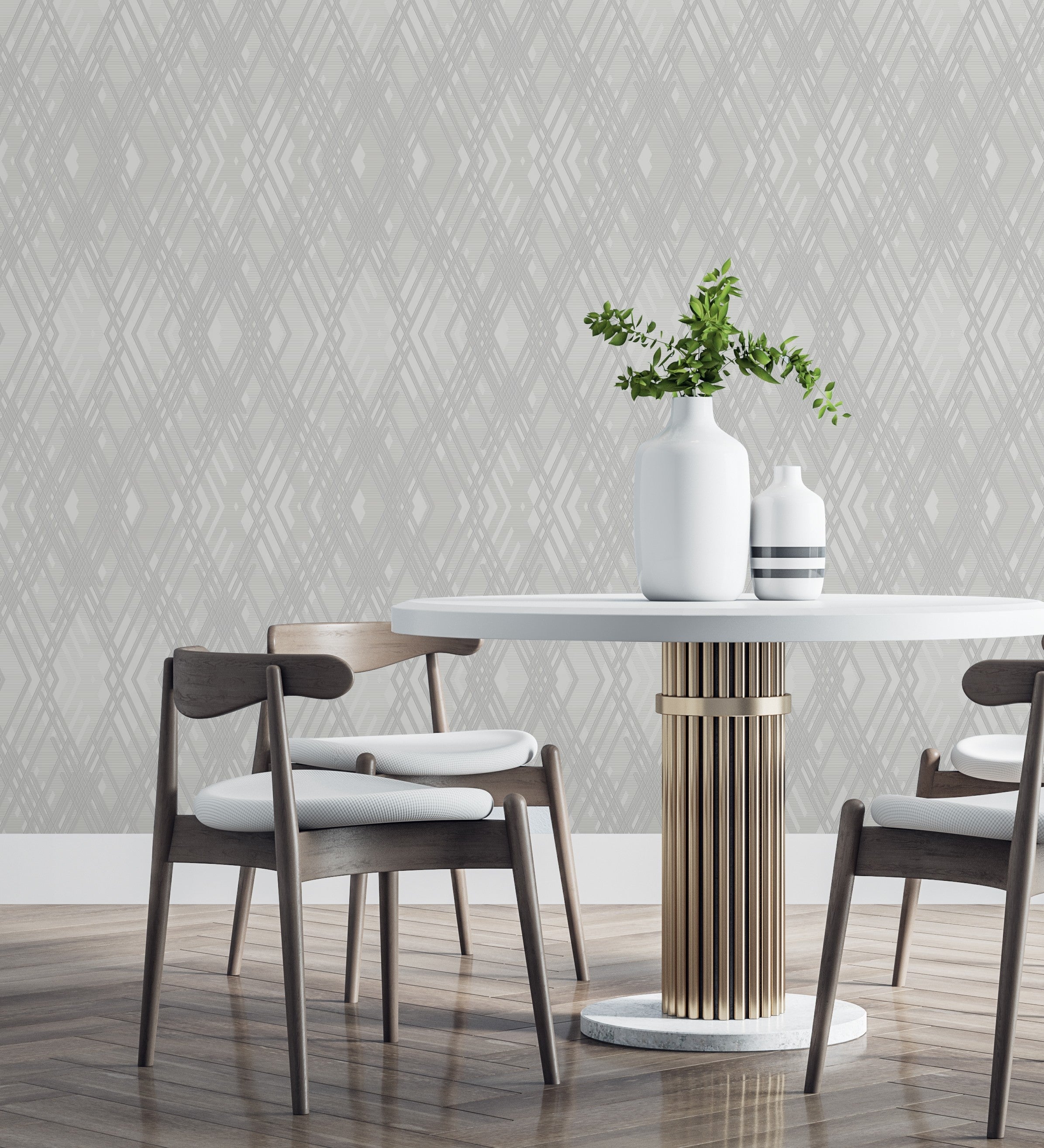 Papier peint vinyle géométrique en relief et effets métallisés ...