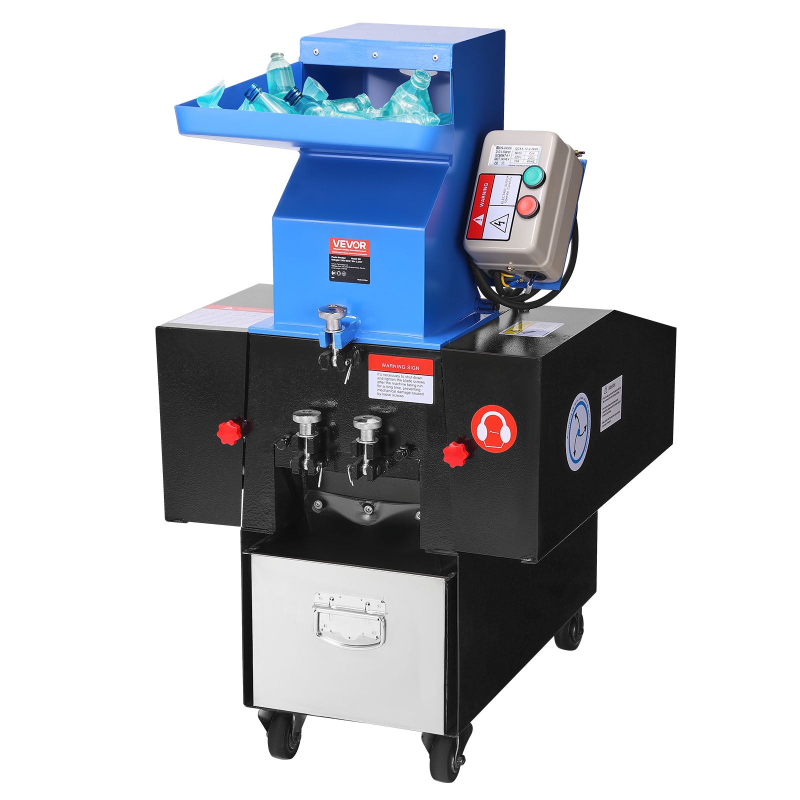 Broyeur Plastique VEVOR 2,2 kW,Machine Broyage Bouteilles 100-150 kg/h ...