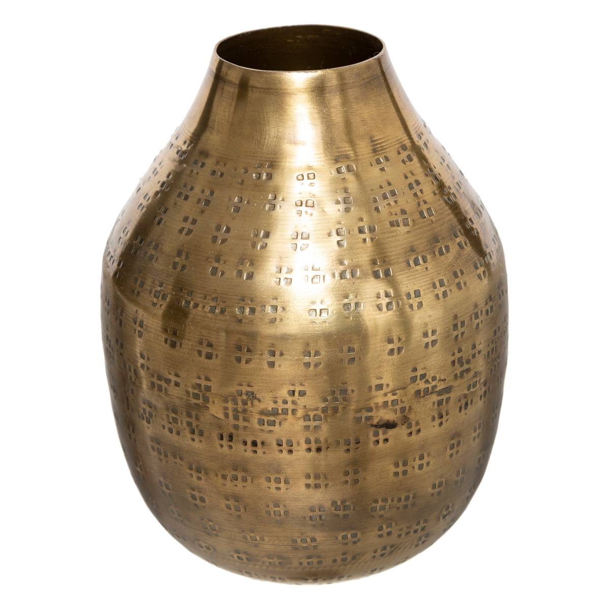 Vase "oasis" Métal Martelé Doré H15cm Noir - Atmosphera Créateur d ...