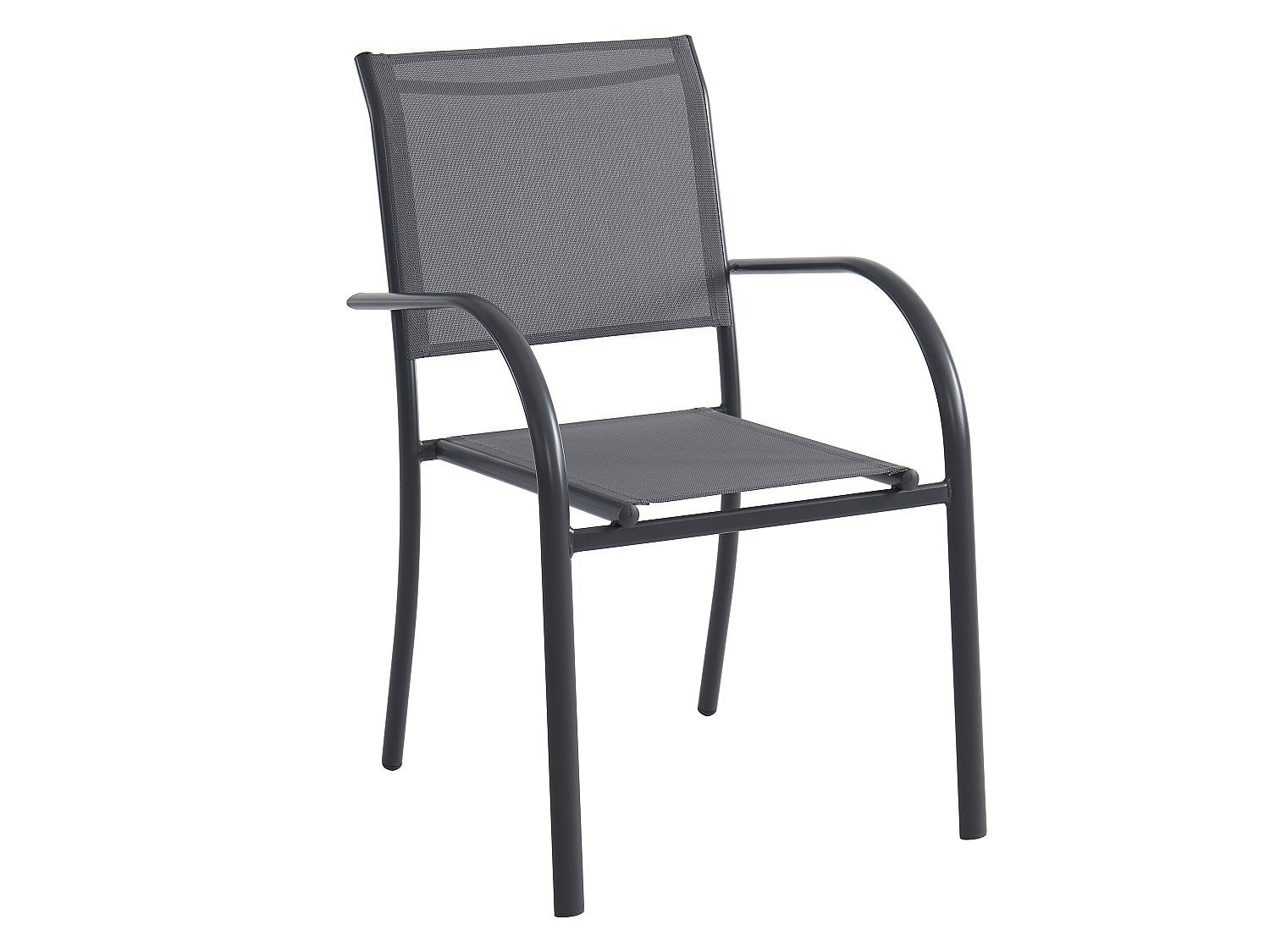 Fauteuil de jardin empilable en aluminium et textilène - Gris ...