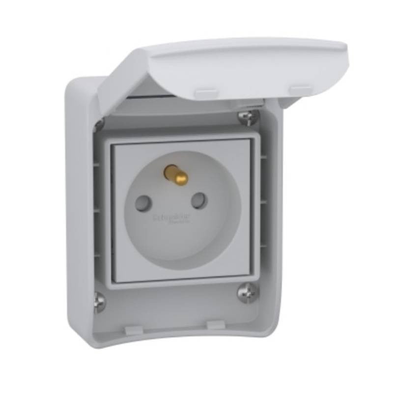 Prise de courant 2P+T Mureva Schneider Electric - 10/16A - 250V CA ...