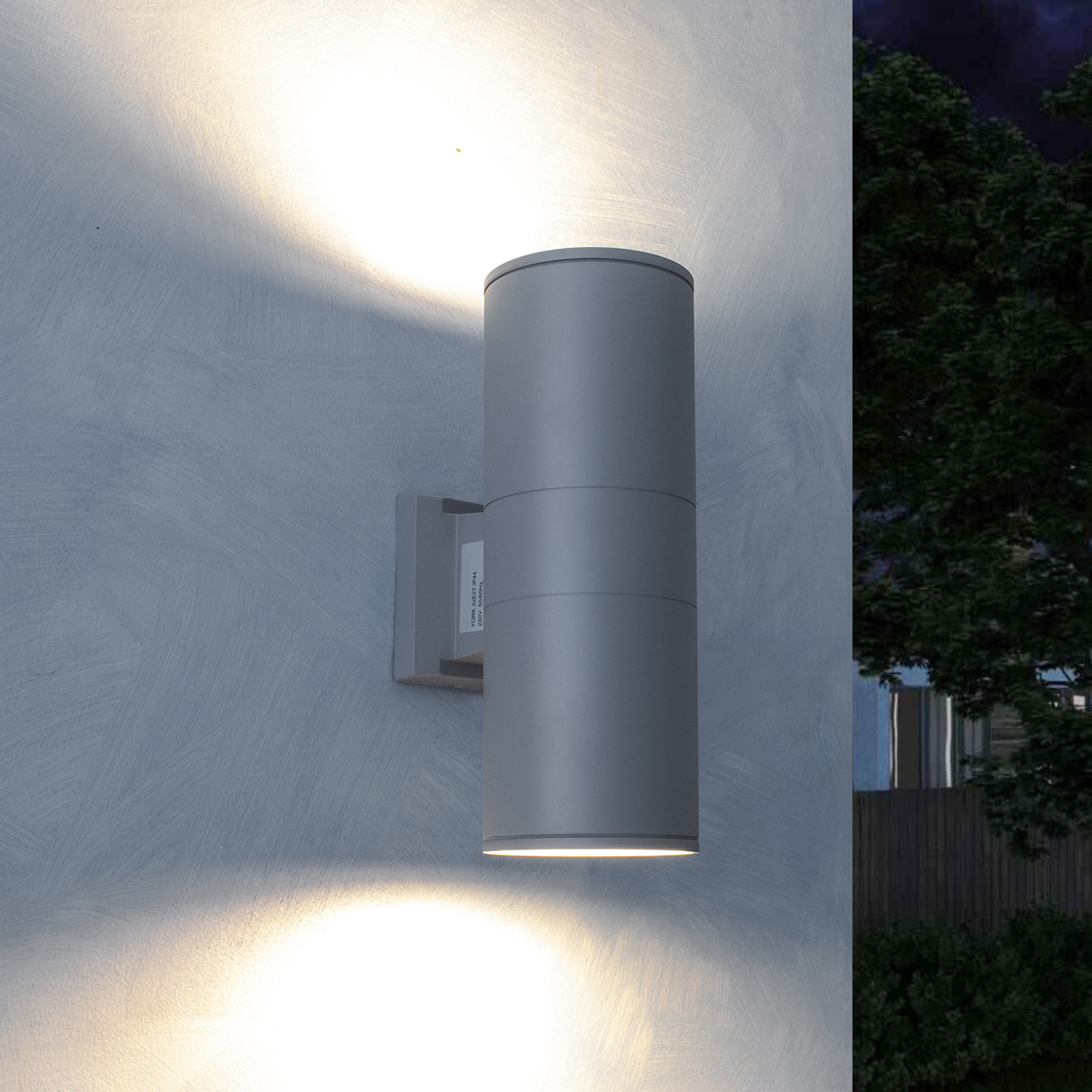 YORK Applique muro parete lampada doppia emissione LED attacco E27 luce ...