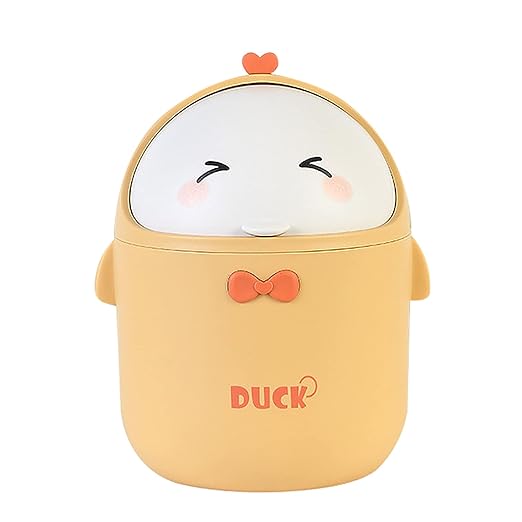 (Amarillo) Mini papelera de escritorio con tapa, papelera portátil de ...