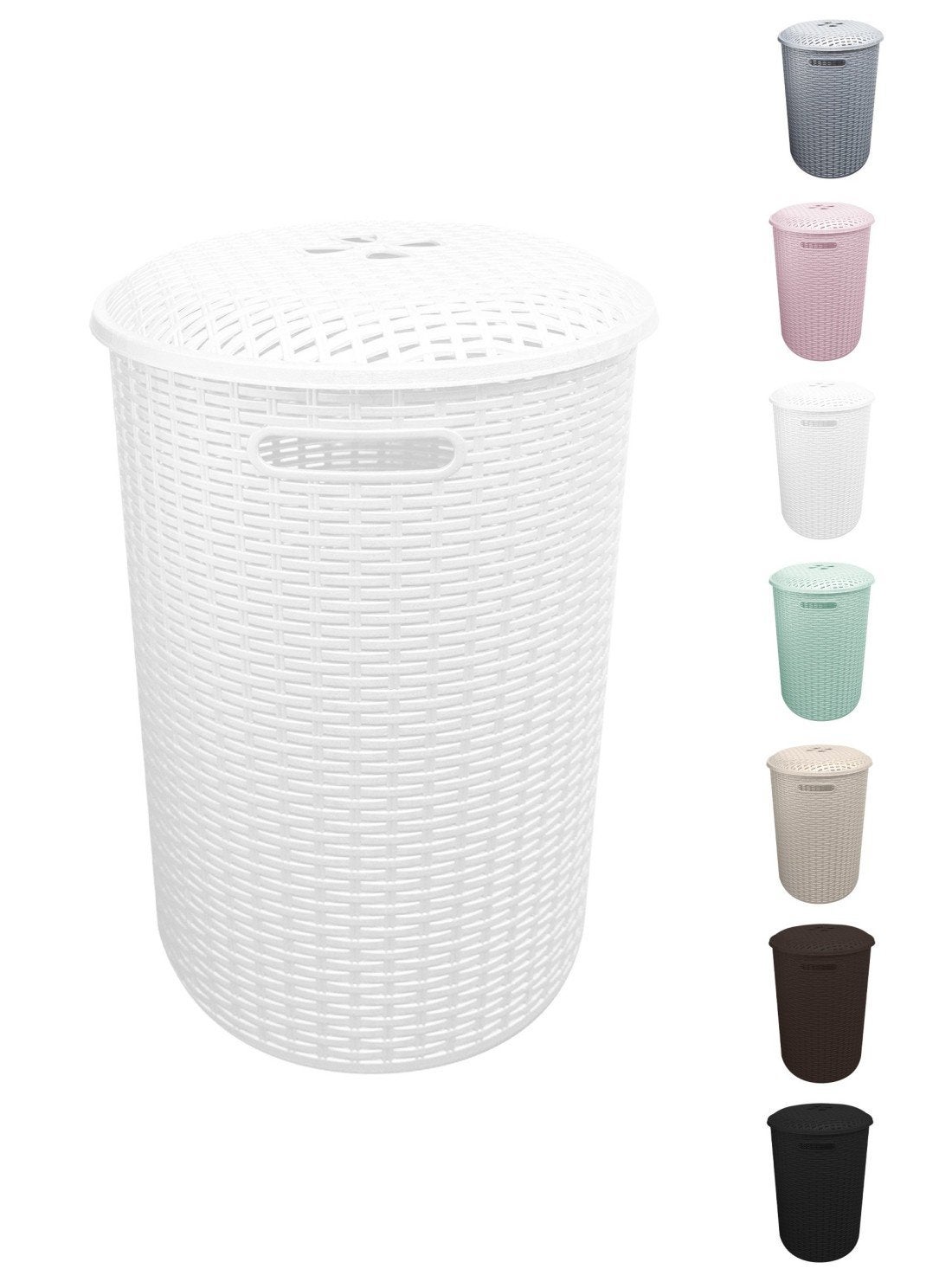 JARDIN202 - Cesto de Ropa Redondo, Capacidad 51 Litros, Diseño Rattan ...
