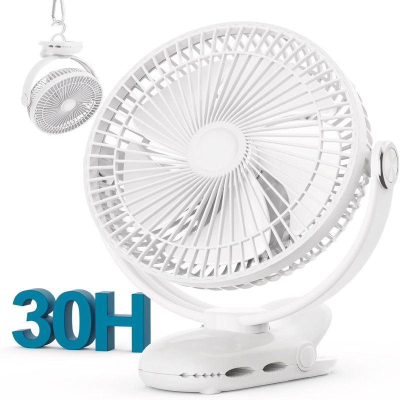 Ventilador de pinza recargable 10000 mAh, 30 h de autonomía, 4 ...