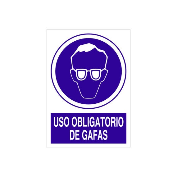 Cartel de obligación que indica Uso obligatorio de gafas Poliestireno ...