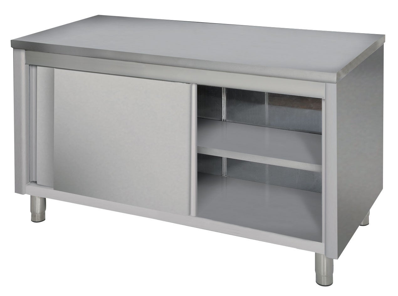 Meuble Bas Inox avec Portes Coulissantes - Profondeur 700 - l180- L0 ...