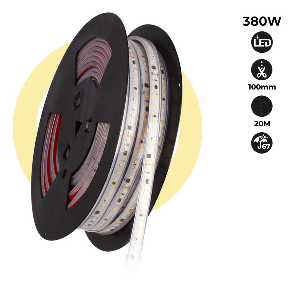 Tira LED 220V - 380W (2400xSMD2835) - 12mm - Apta exterior: IP67 ...