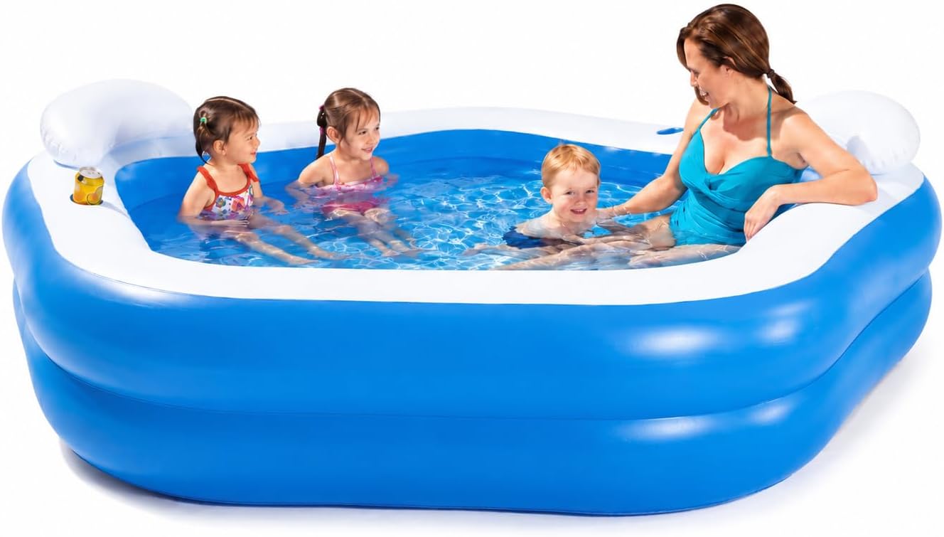 Piscina hinchable portátil con asientos incorporados - Piscina ...