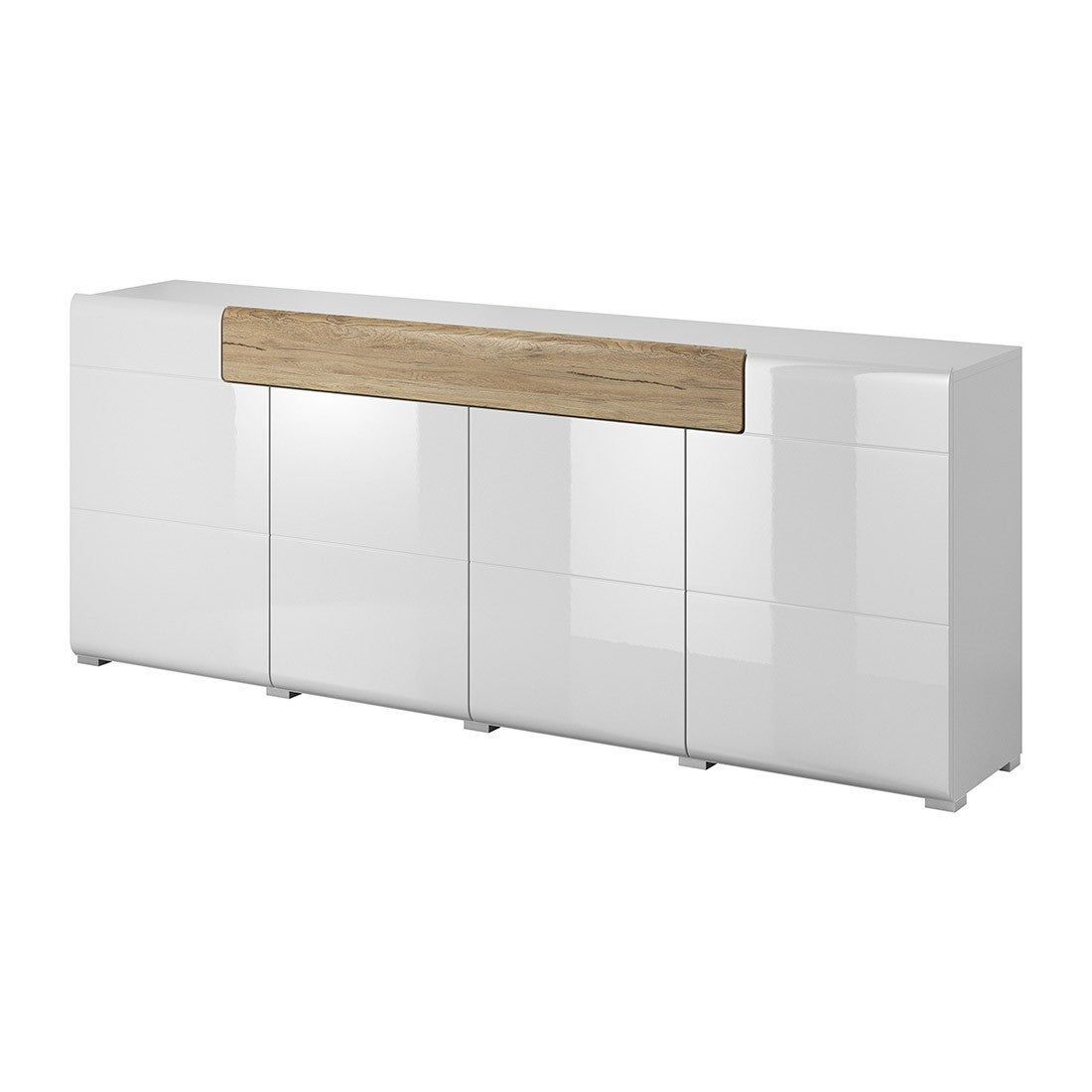 Buffet 200cm colección OHIO. Color blanco y acabados en roble | Leroy ...