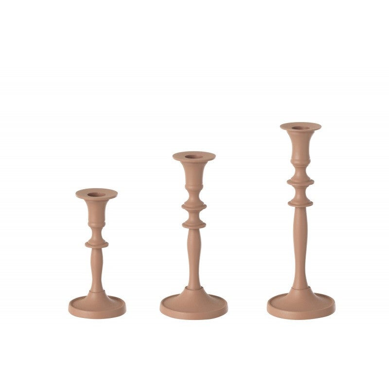 Lot de 3 photophores classiques en aluminium rose 8x8x23cm | Leroy Merlin