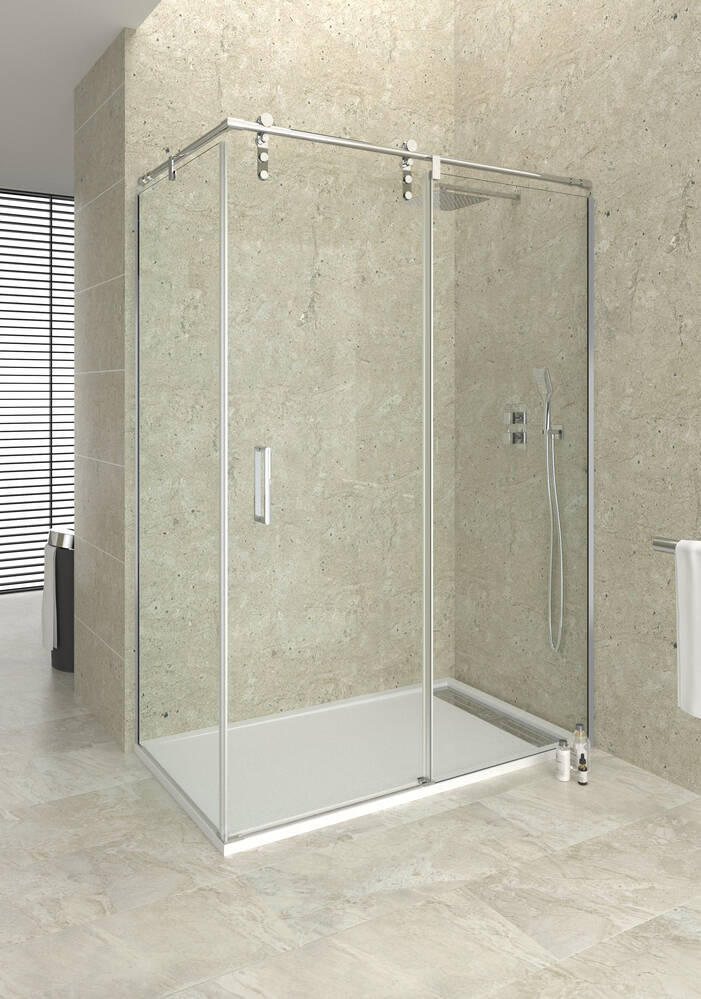 Mampara Moving Lat75+ Frontal Corredera Transparente Cromo 120 | Leroy ...