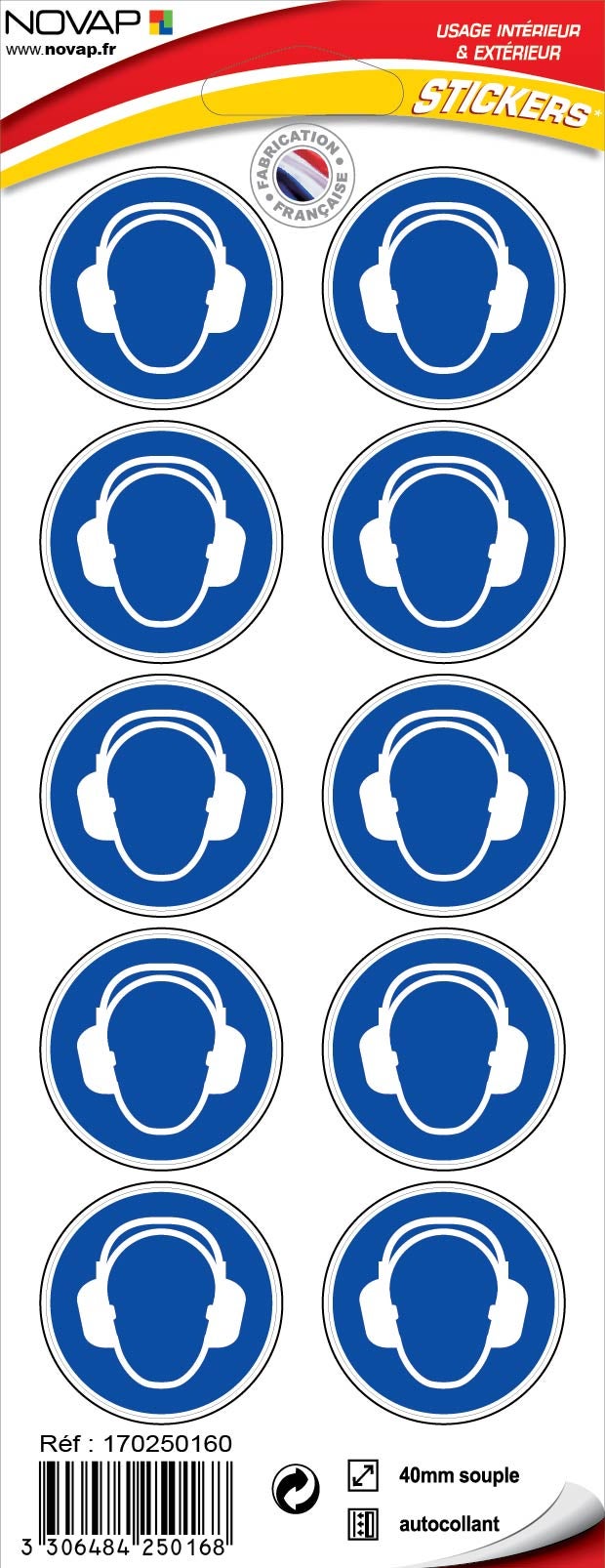 Planche 10 Pictogrammes Ø 40mm - Obligation de Porter un Casque Anti ...