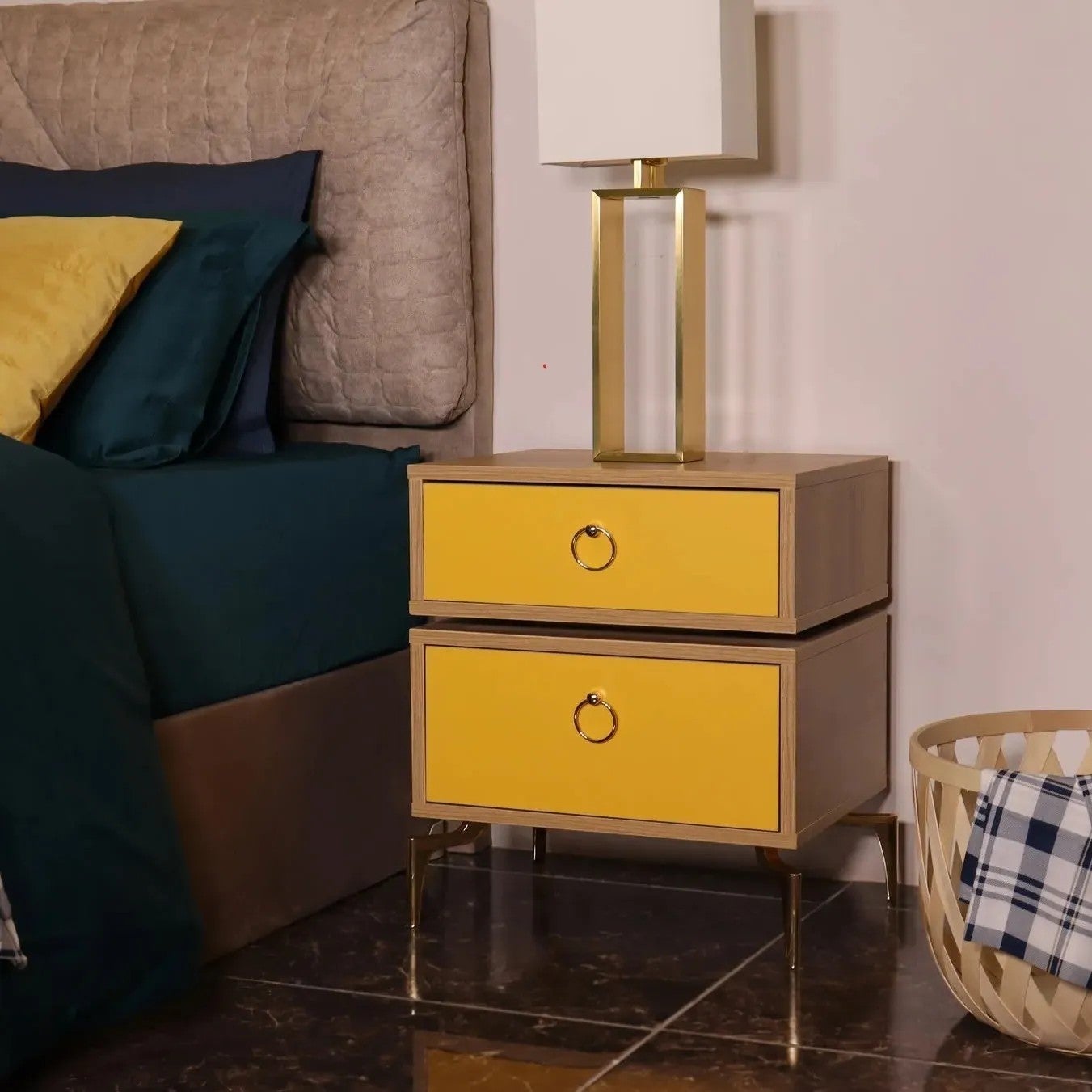 Mesita de noche CARTER Roble Amarillo 50x59x40 cm | Leroy Merlin