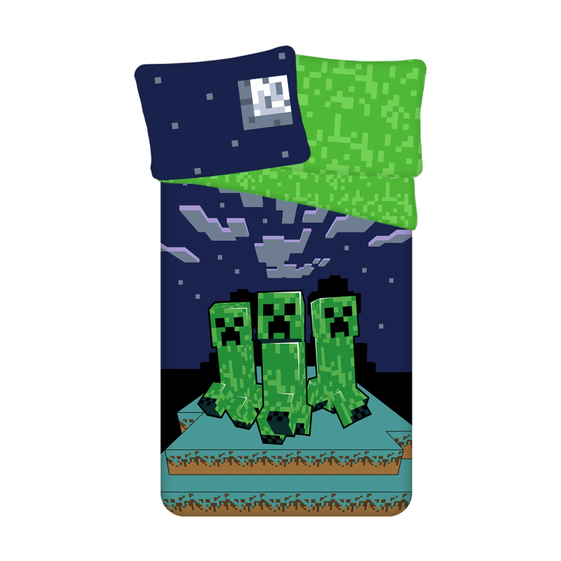 Minecraft - Parure de lit en coton "Creeper 2" - Bleu/Vert - 140 x 200 ...