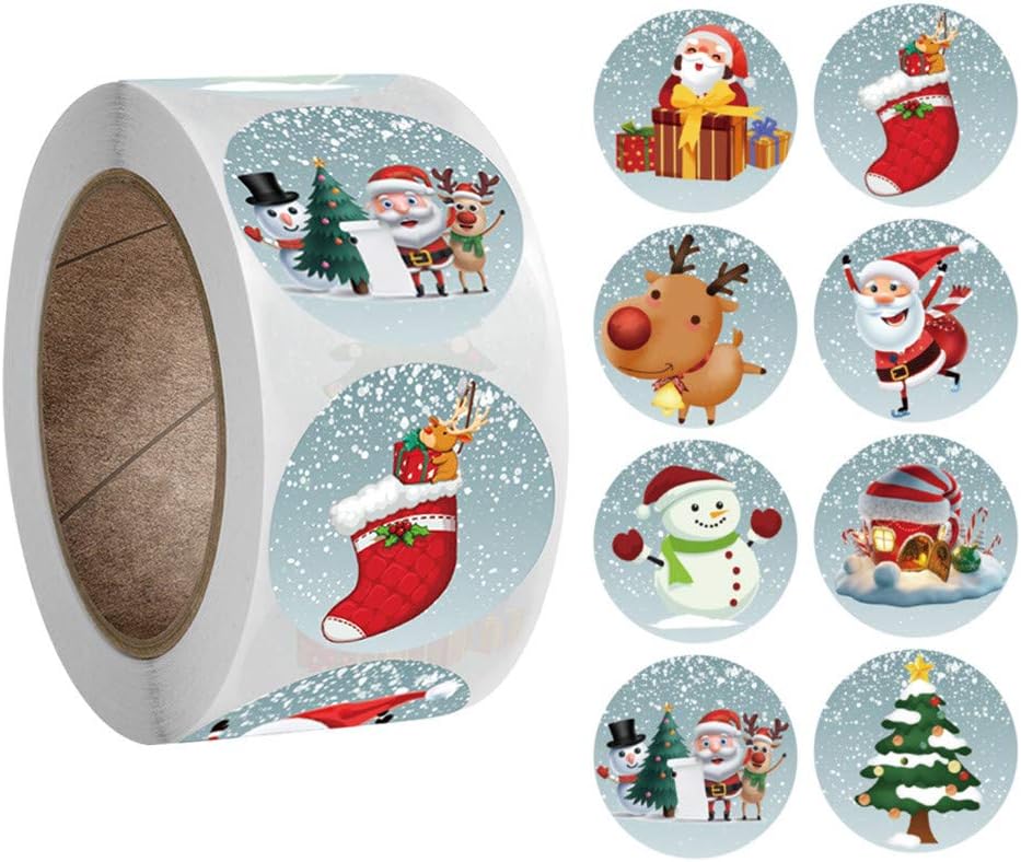 500 Rouleau 500 Autocollants De NoëL,Nouveau Rouleau Pack Autocollant ...