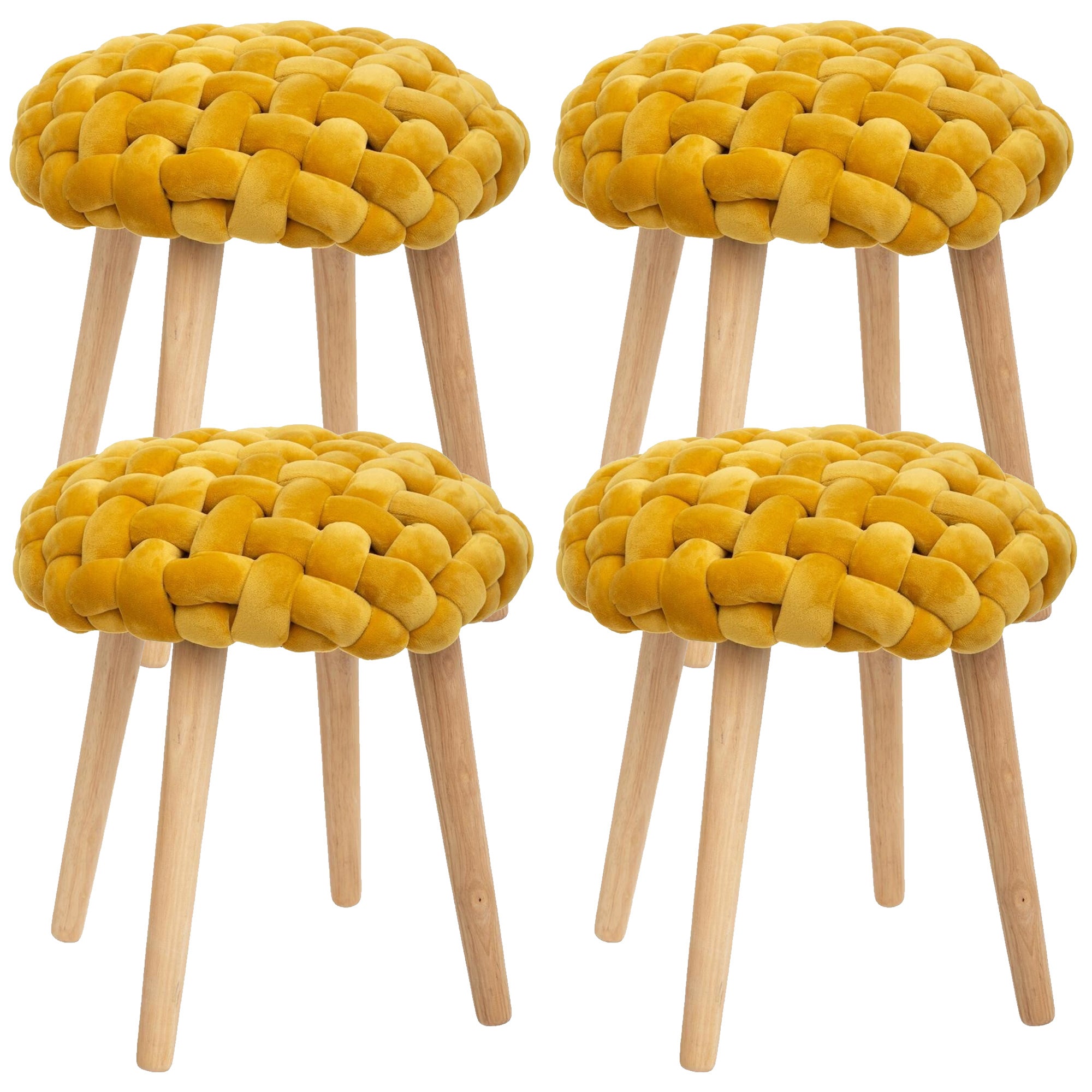 4 Sgabelli in tessuto a maglia senape | Leroy Merlin