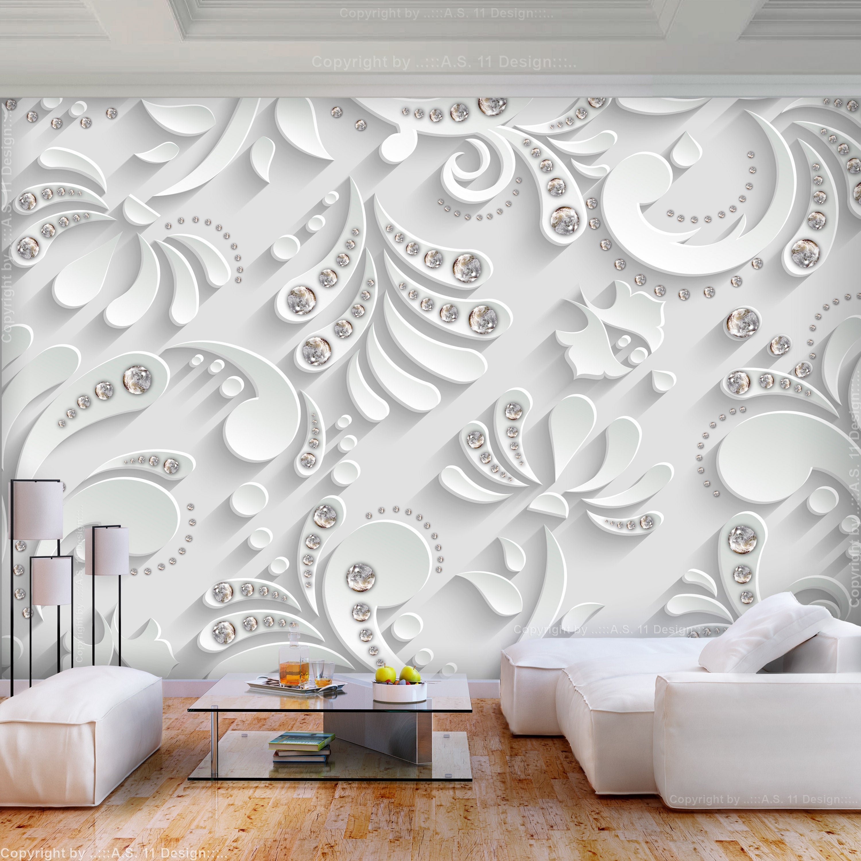 Papier peint intissé panoramique 3D et Perspective Flowers with ...
