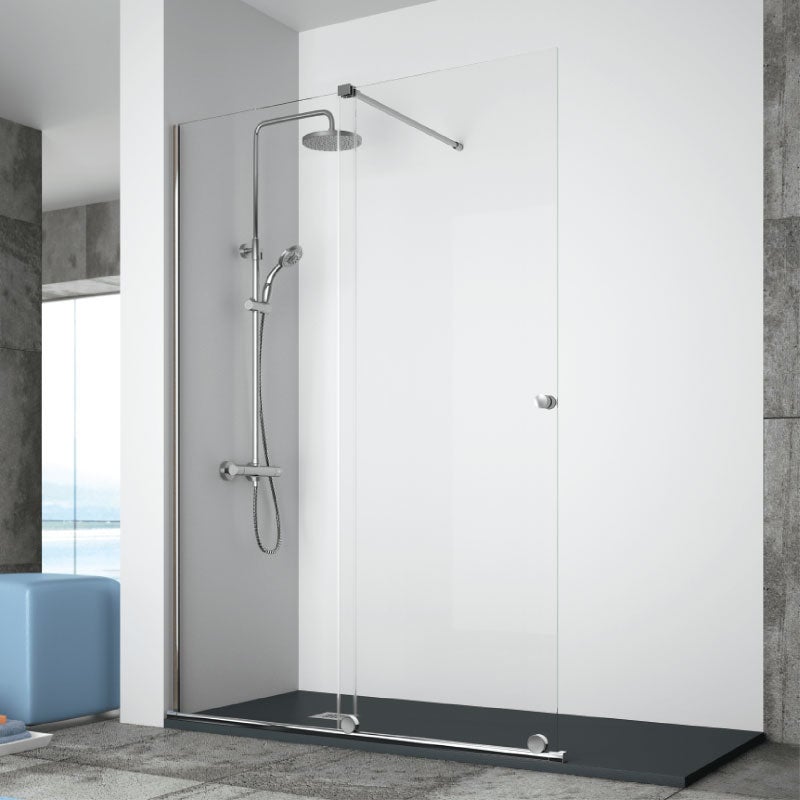 Frontal de ducha + Puerta Corredera 105 - 110 cm 105 - 110 cm con tirante VOLARÉ Lateral Fijo ...