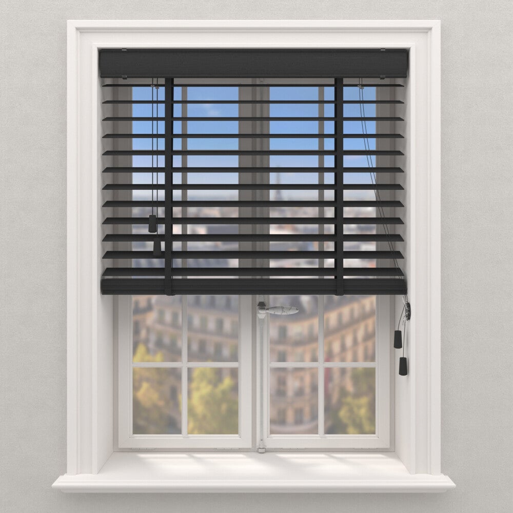 Store vénitien bambou, Noir, Lames 50mm, L.105 x H.130, a un bel aspect ...