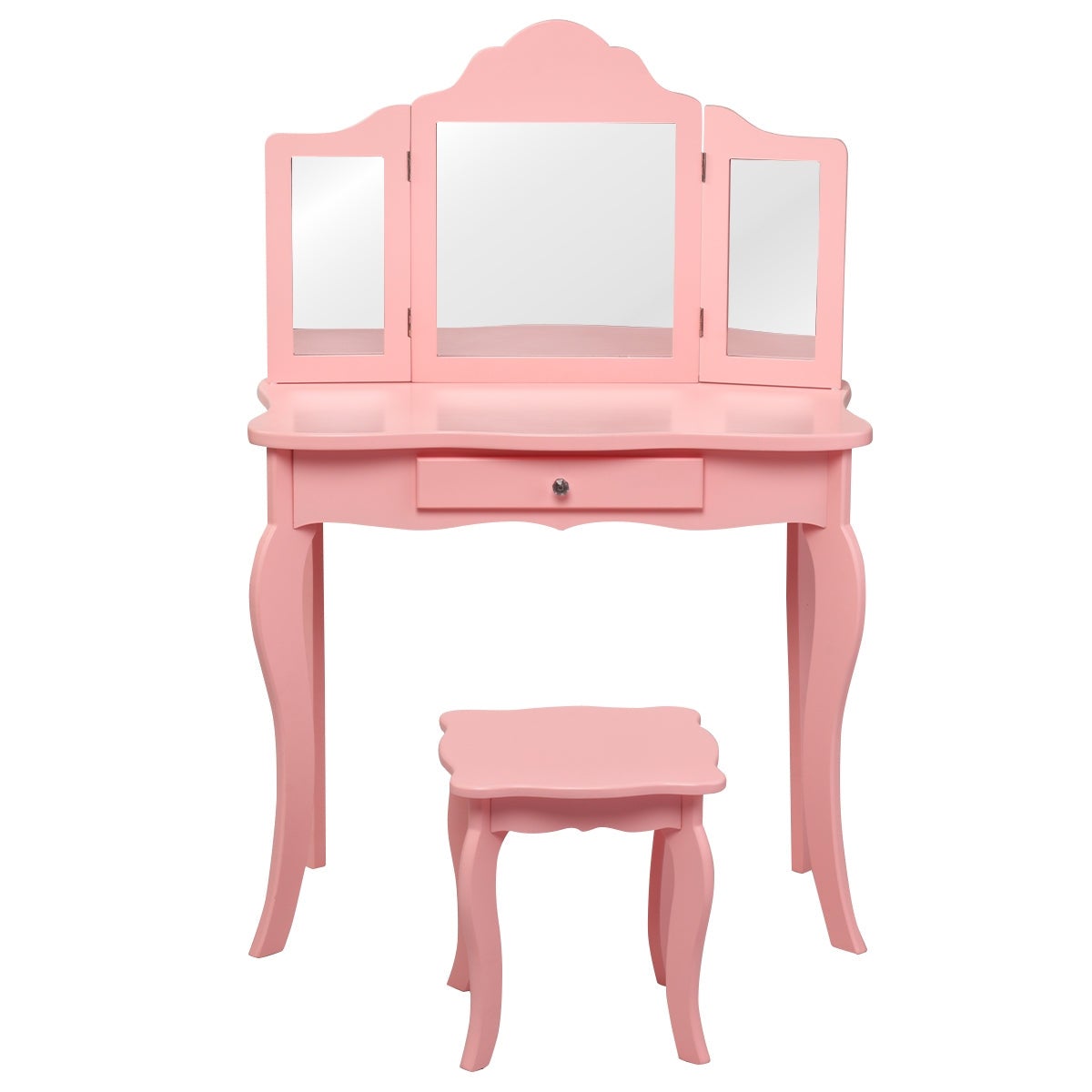 Coiffeuse enfant rose avec tabouret table de maquillage avec miroir à ...