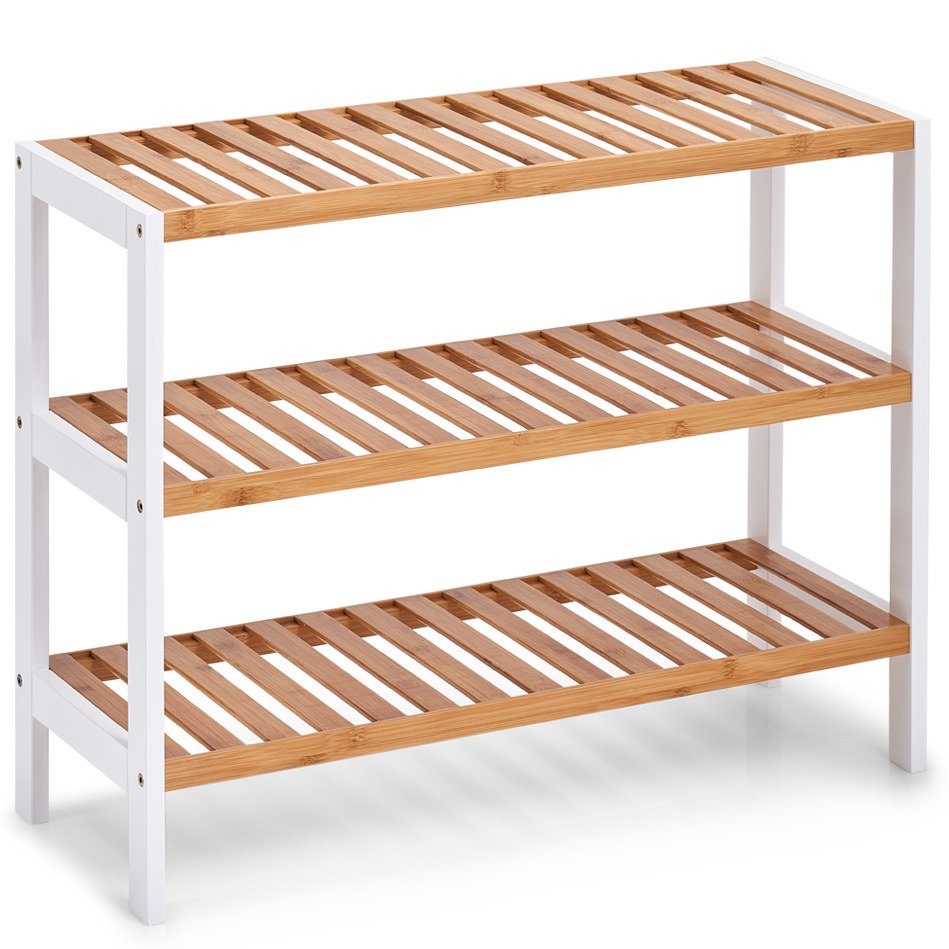Shoe Rack with 3 shelves, bamboo/MDF, white, ZELLER | Leroy Merlin