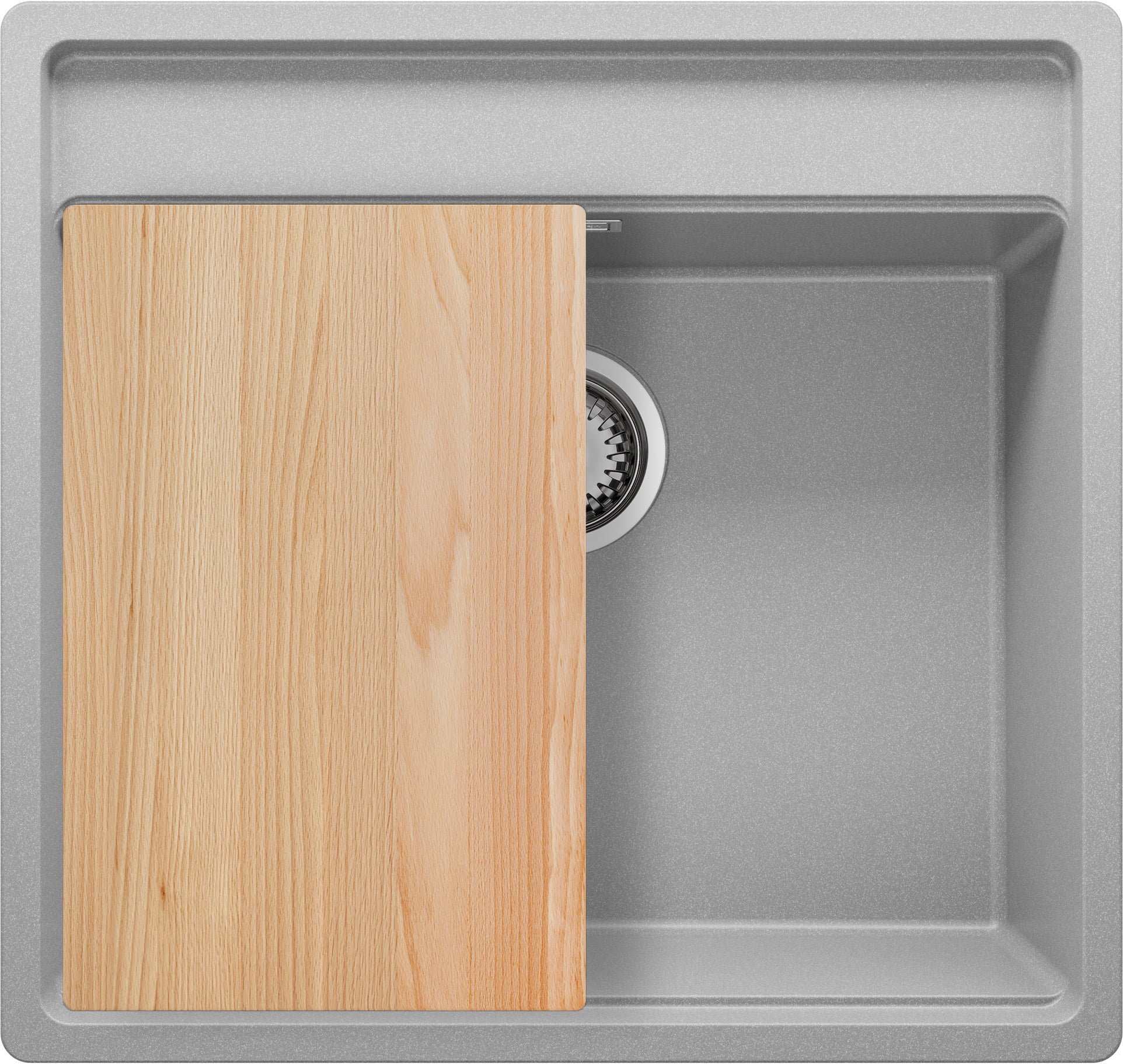 Fregadero bajo Encimera Gris 56x53cm, Cocina 1 Seno + Sifón + Tabla de ...