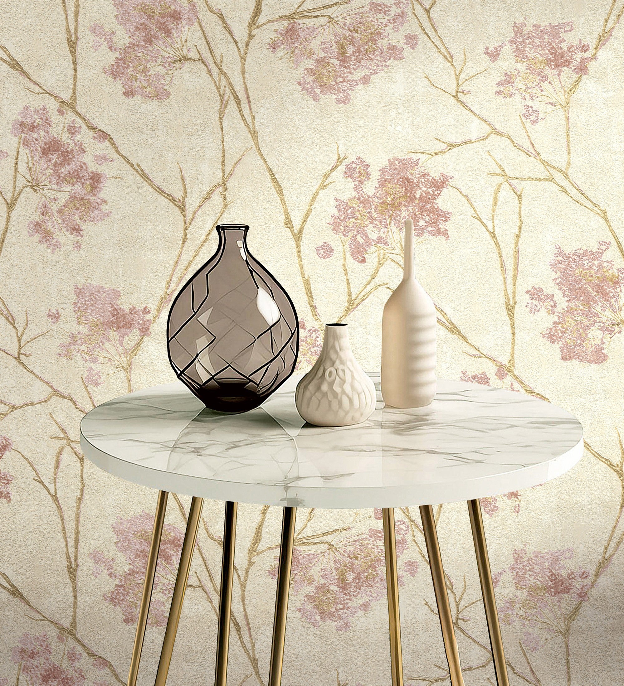Papel pintado de flores tonos nacarados y brillantes con textura en ...