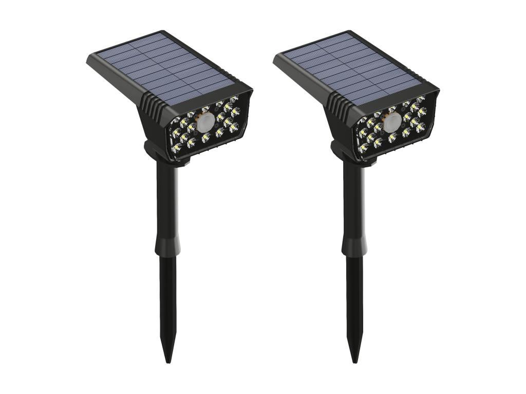 Conjunto de 2 balizas solares para plantar - 300 lúmenes - Negro ...