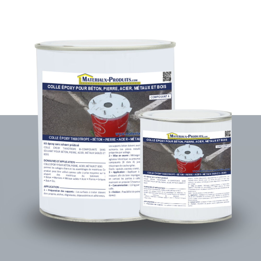 Colle époxy pour béton, pierre, acier, métaux et bois Kit de 1 Kg Gris ...