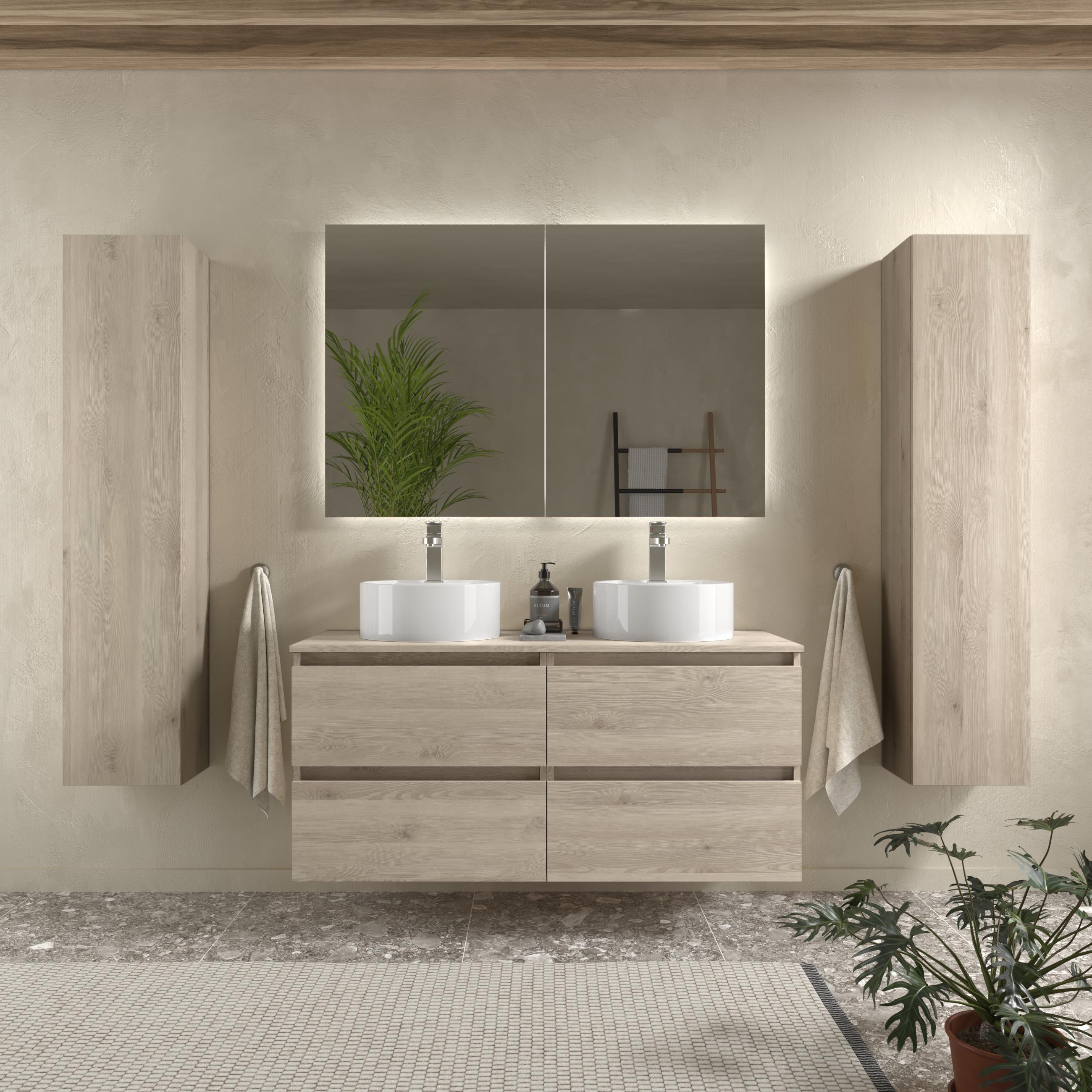 Mueble de Baño BEQUIA 140cm Natural | con encimera (lavabo no incluido) | Leroy Merlin