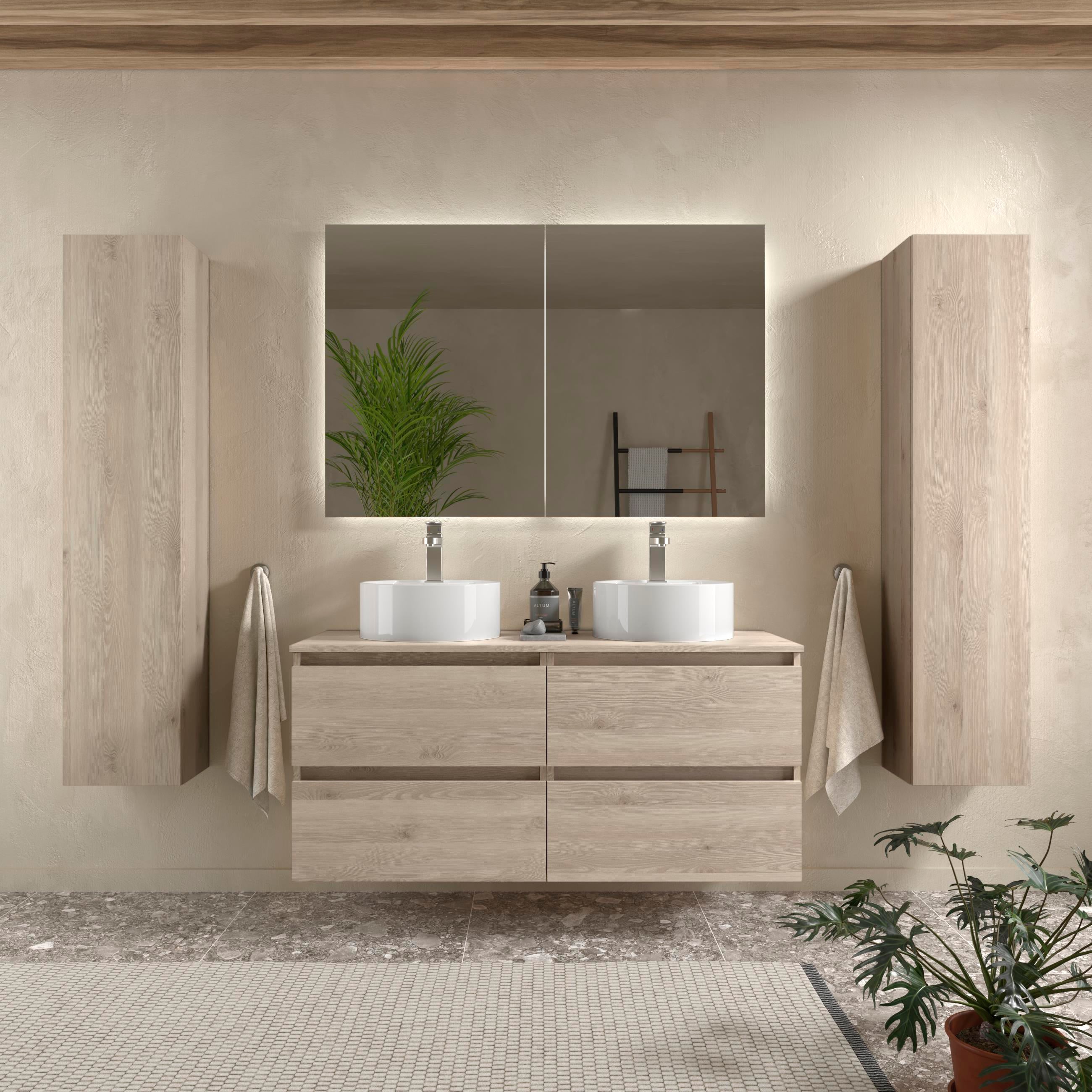 Meuble de salle de bain BEQUIA 140cm Naturel | Vasque à poser ...