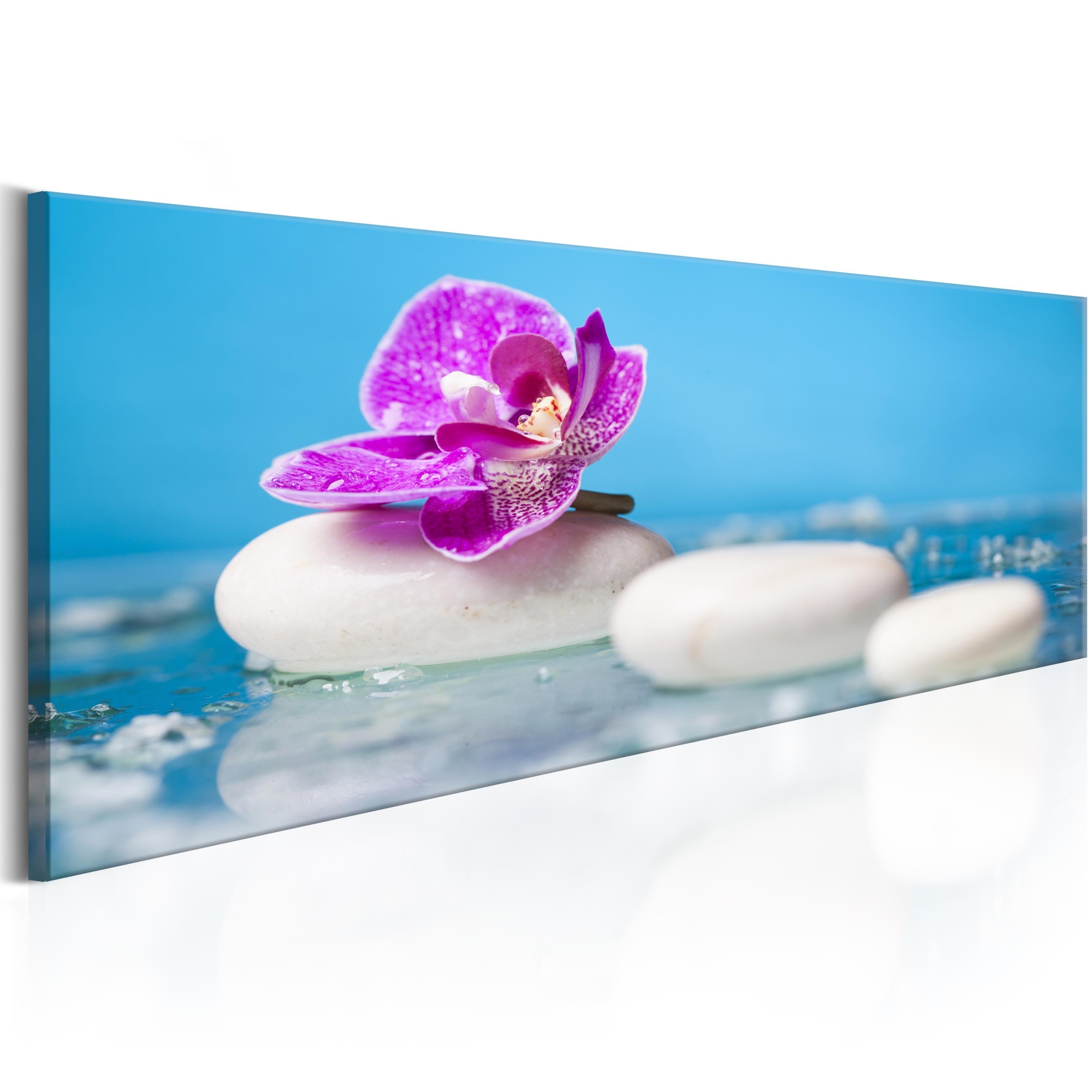 Tableau Pink Orchid and white Zen Stones - L 120 x H 40 cm | Leroy Merlin