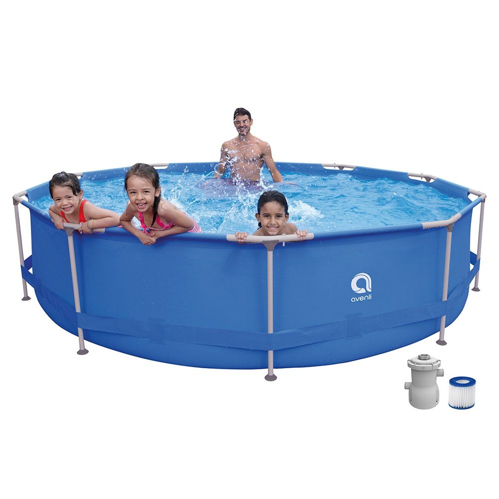 Piscina redonda Ø360xh76 cm con estructura metálica y lámina de PVC ...