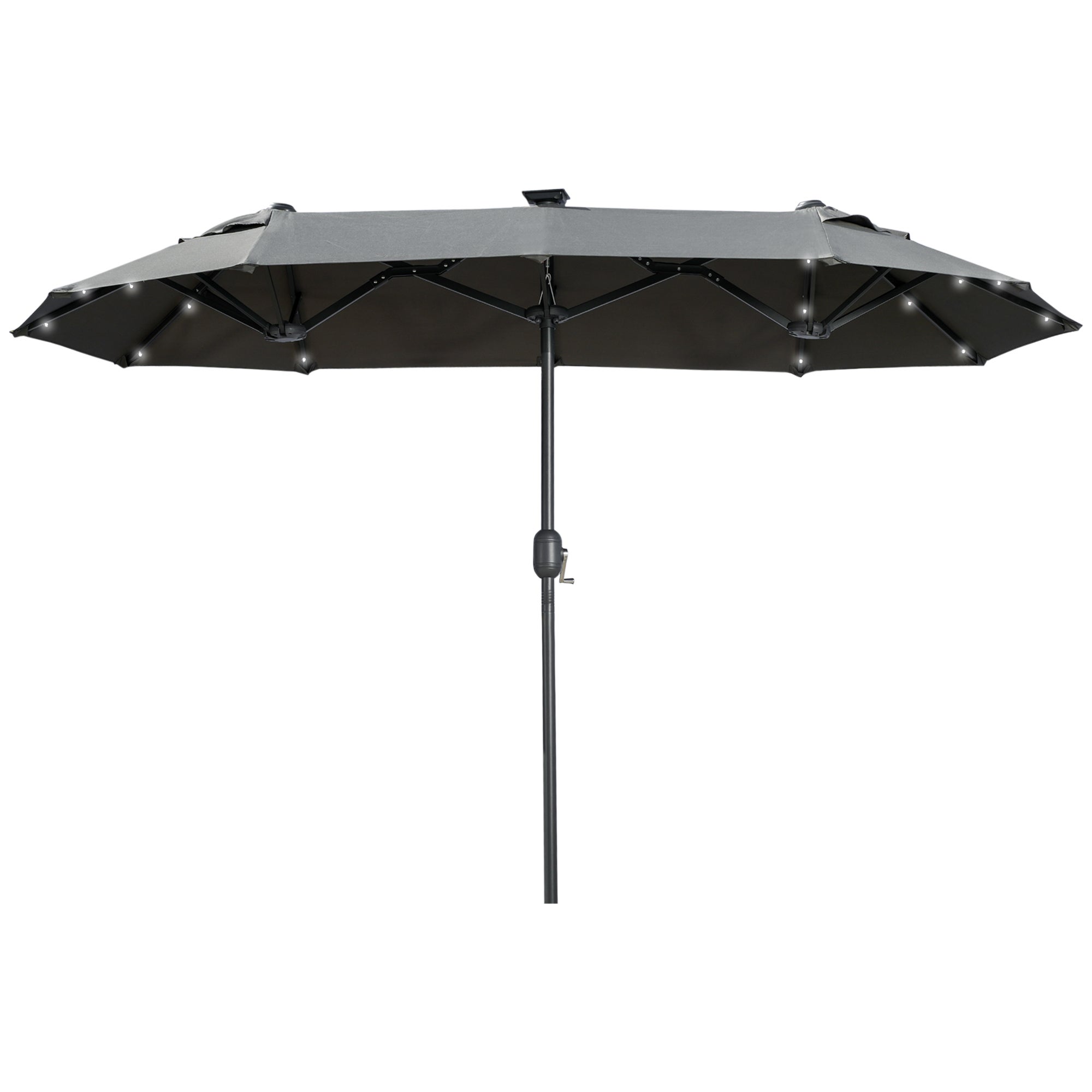 Parasol double, 295 x 219 cm, parasol avec LED, ovale, coupe-vent ...