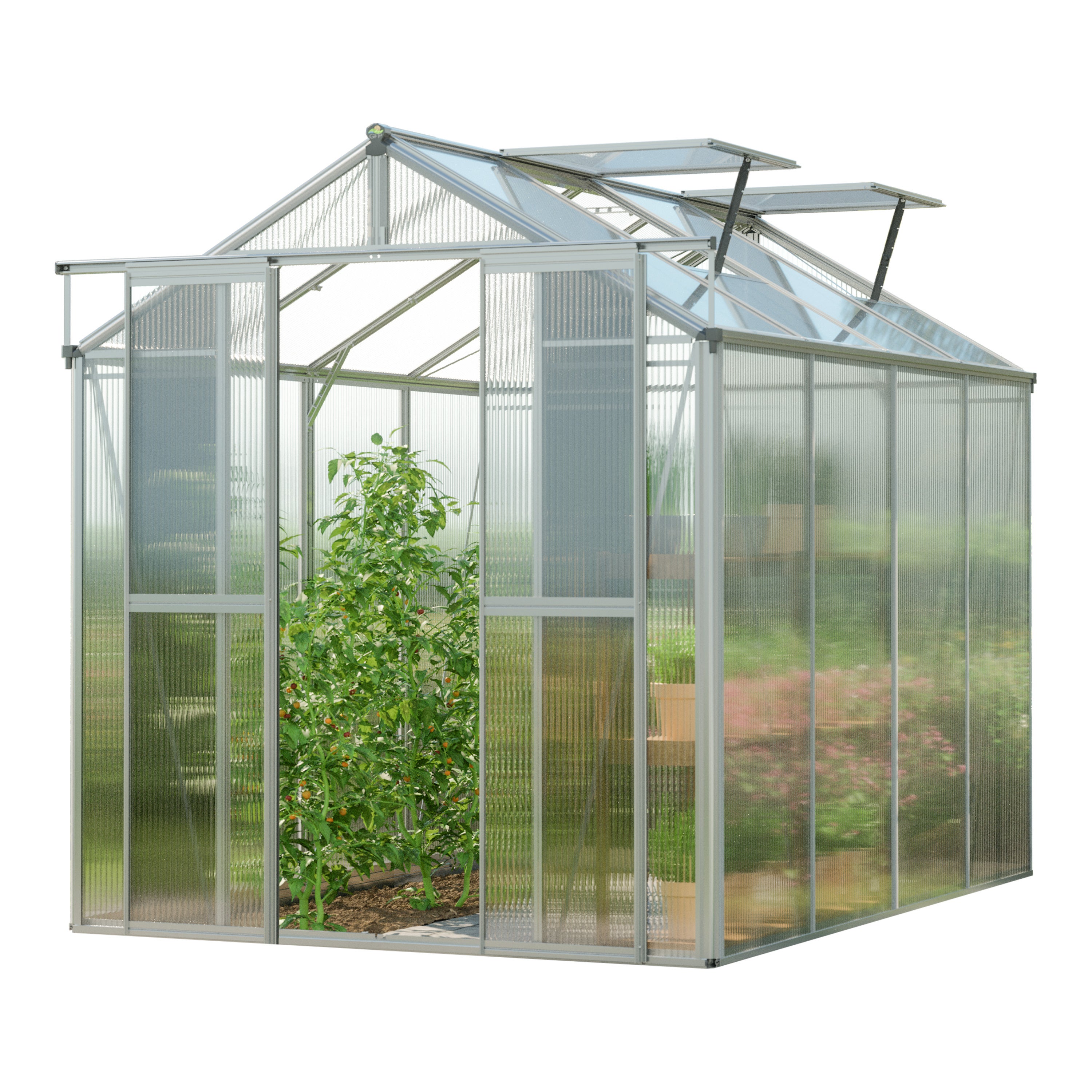 GFP Serre Picco 4 cadre aluminium 179 x 259 cm panneaux en ...
