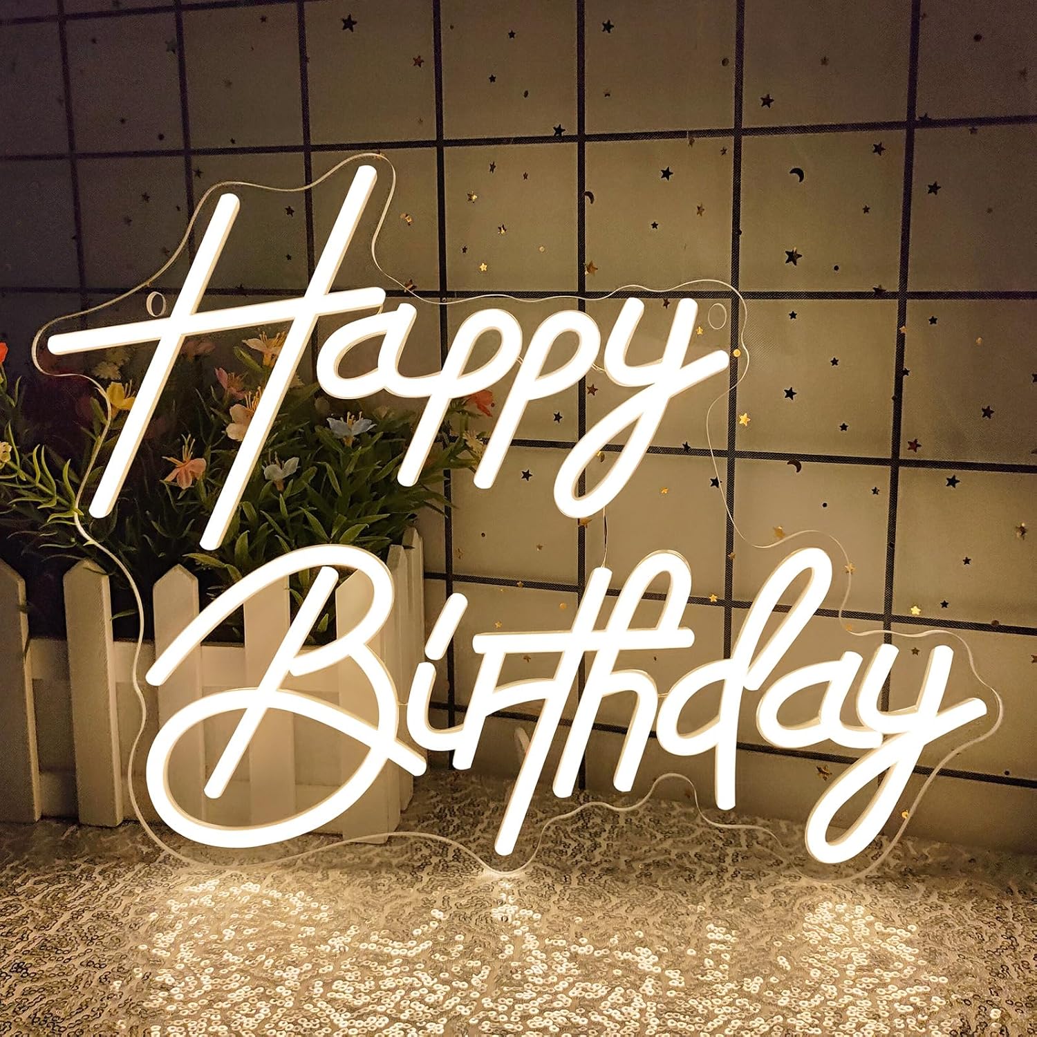 Enseigne néon « Happy Birthday » pour décoration murale, lumière néon ...