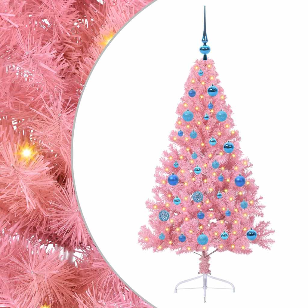 Sapin de Noël artificiel pré-éclairé Rose 150 cm PVC vidaXL | Leroy Merlin