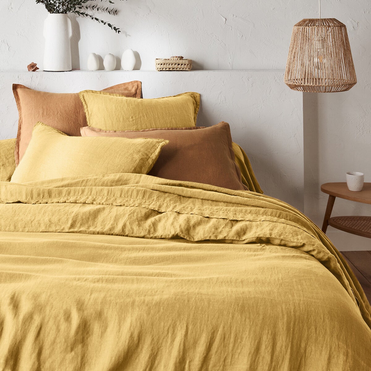 Housse de couette en lin lavé, Linot - Camomille - 200 x 210 cm | Leroy ...