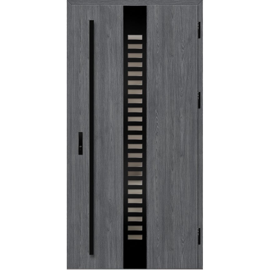 Porte d'entrée en acier avec cadre en aluminium SELTERS 2 - Poussant ...