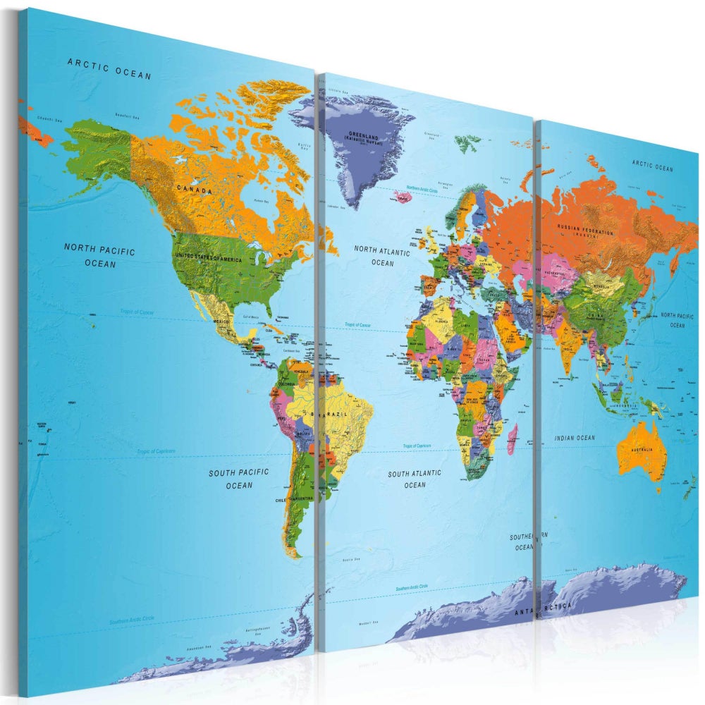 Tableau - World Map: Colourful Note 90x60 Artgeist cm | Leroy Merlin