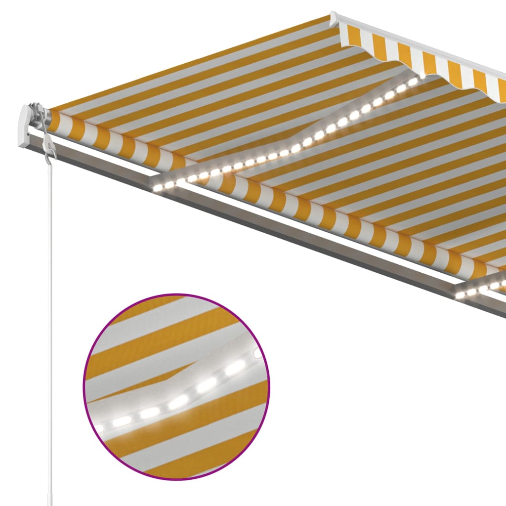 Toldo manual retráctil con luz LED amarillo y 3x2,5 m | Leroy Merlin