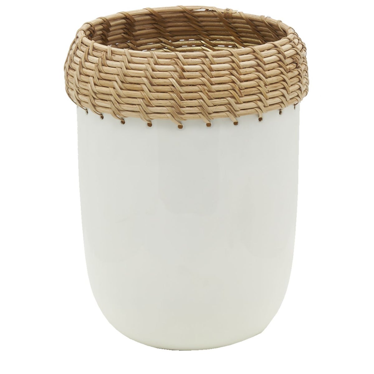 Vase en métal blanc et rotin Petit modèle Aubry Gaspard | Leroy Merlin